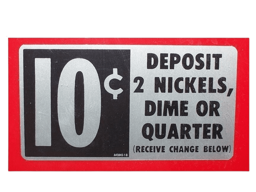 10 Cent Coin Entry Plate Black on Silver for Large Door Vendo Models ...