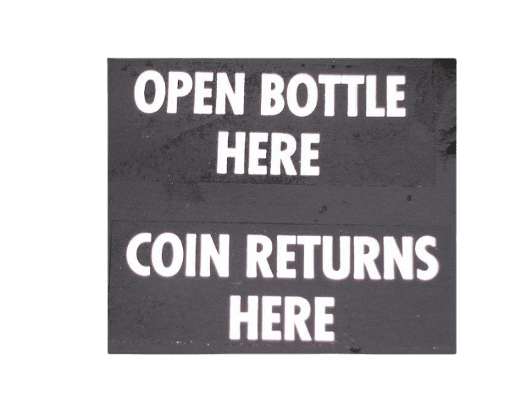 "Coin Returns Here" & "Open Bottle Here" Decals - Fun-Tronics, LLC